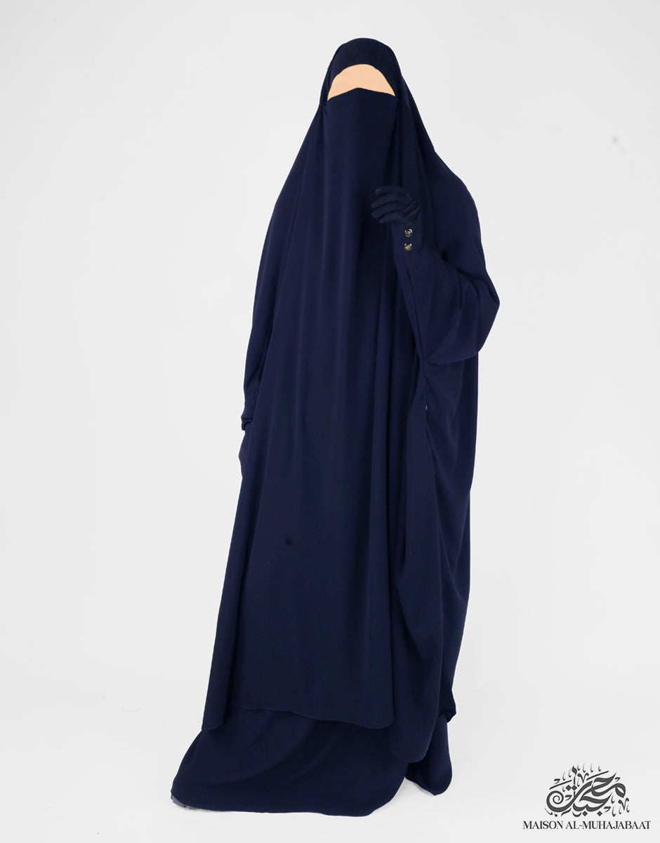 Two Piece Jilbab Haadiya with Snap Buttons Matte - Navy | Maison Al ...