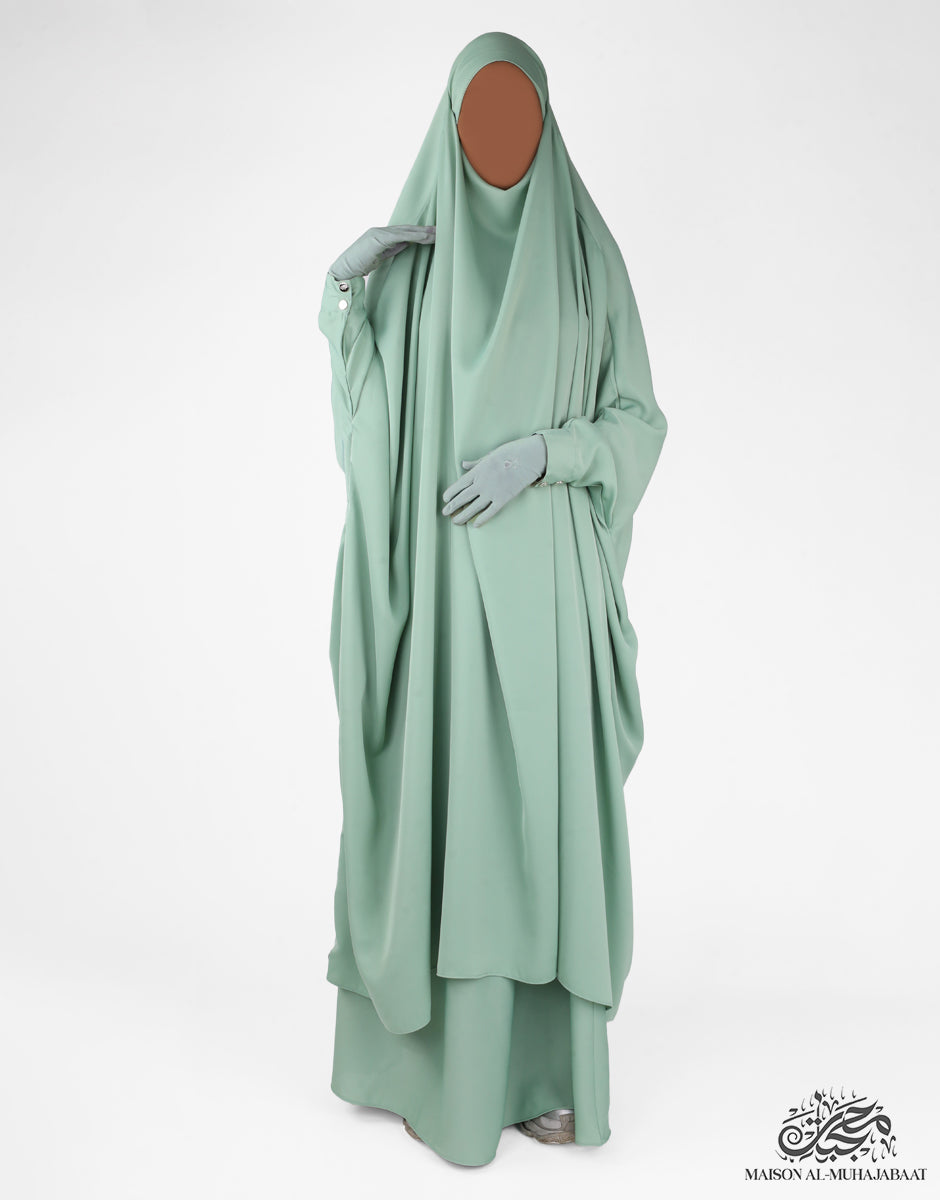 Two Piece Jilbab Haadiya with Snap Buttons - Mint | Maison Al-Muhajabaat