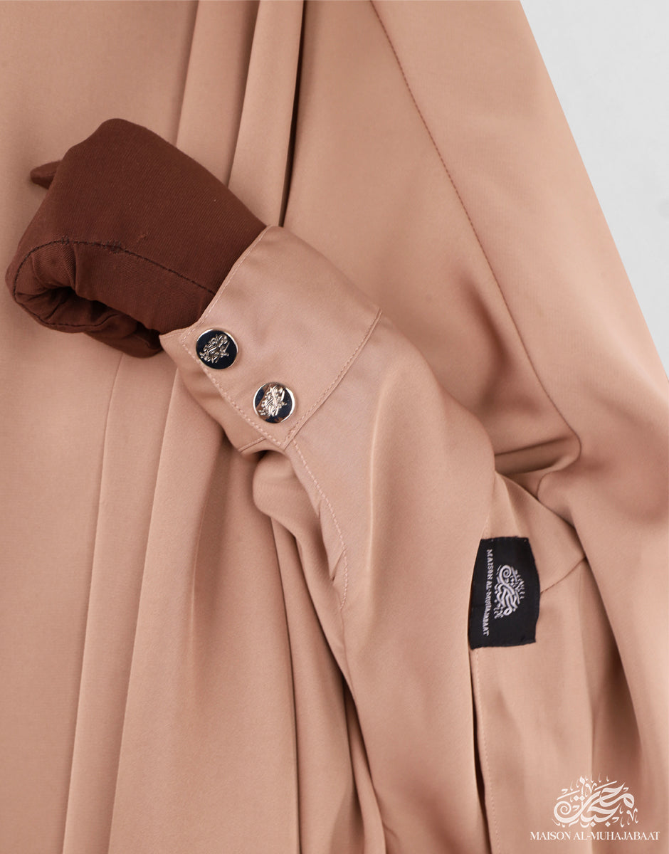 Bisht Abaya Naila with Snap Buttons - Rose Gold | Maison Al-Muhajabaat