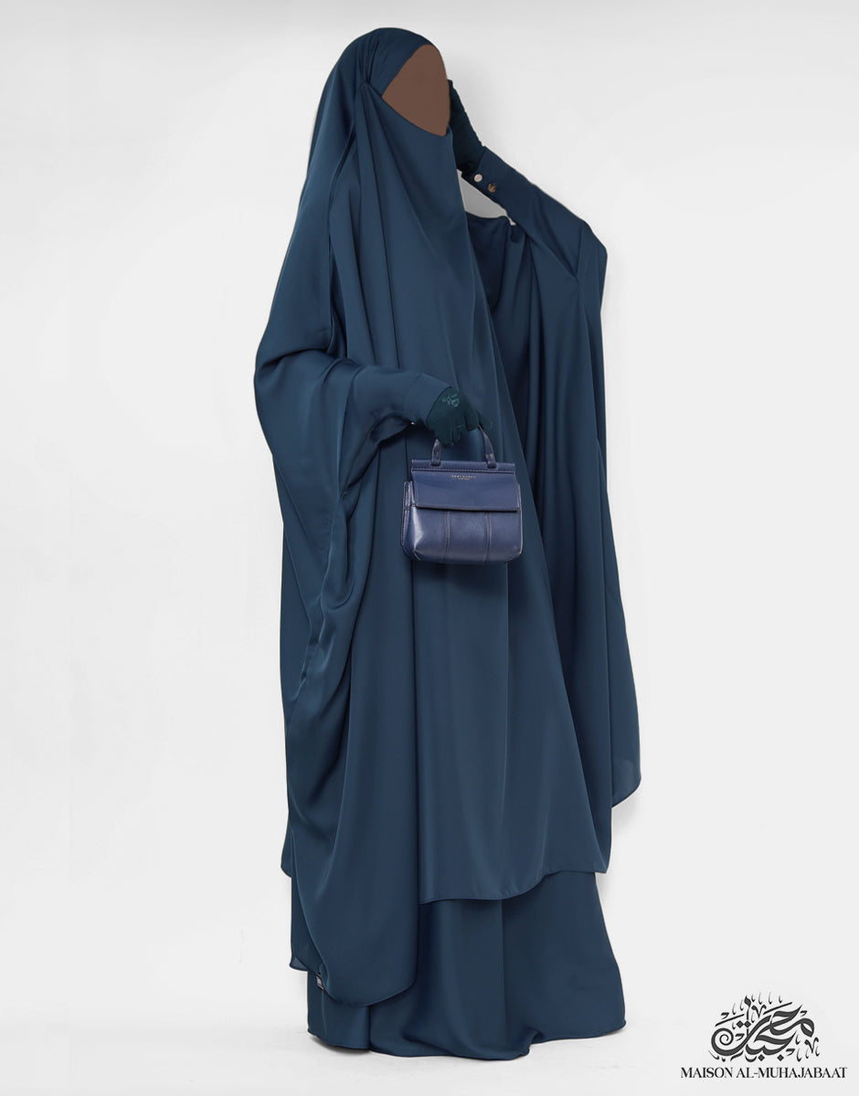 Two Piece Jilbab Haadiya with Snap Buttons - Teal Blue – Maison Al ...